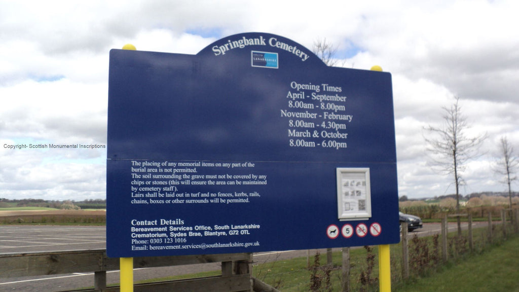 Springbank Cemetery - Lanarkshire PDF – Scottish Monumental Inscriptions